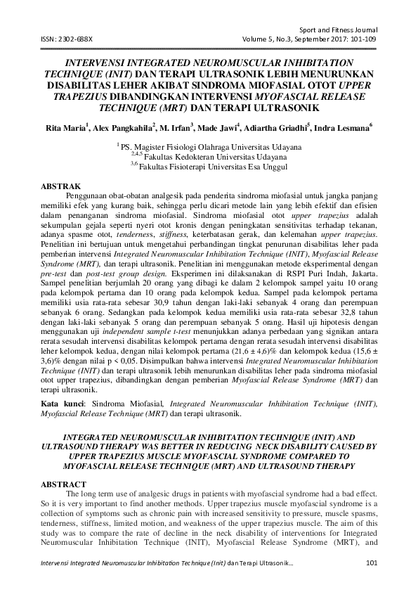 (PDF) Intervensi Integrated Neuromuscular Inhibitation Technique (Init ...