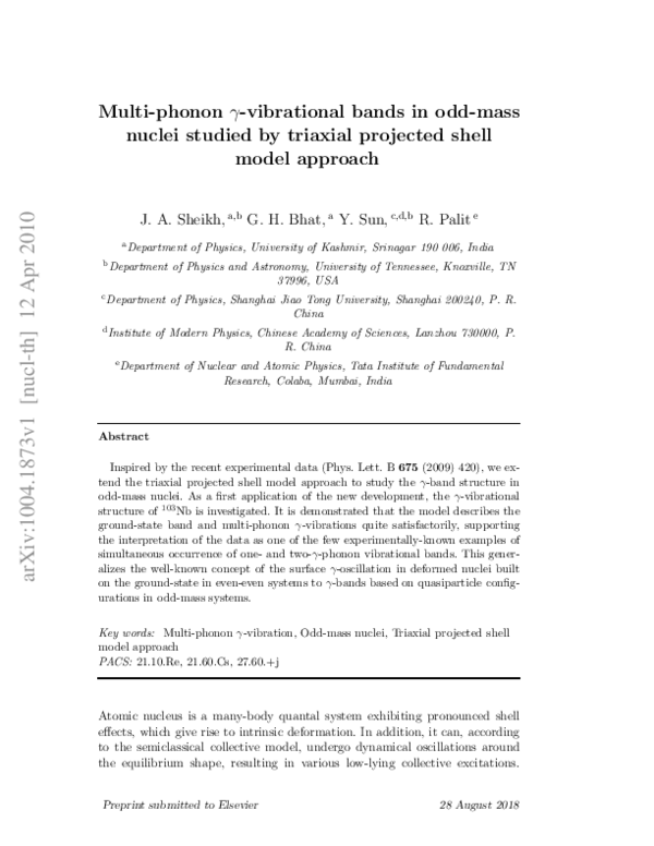 (PDF) Multi-phonon γ-vibrational bands in odd-mass nuclei studied by ...