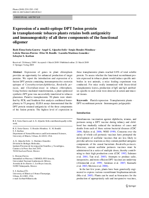 (PDF) Expression of a multi-epitope DPT fusion protein in ...