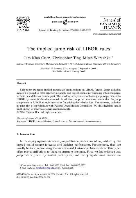 (PDF) The implied jump risk of LIBOR rates