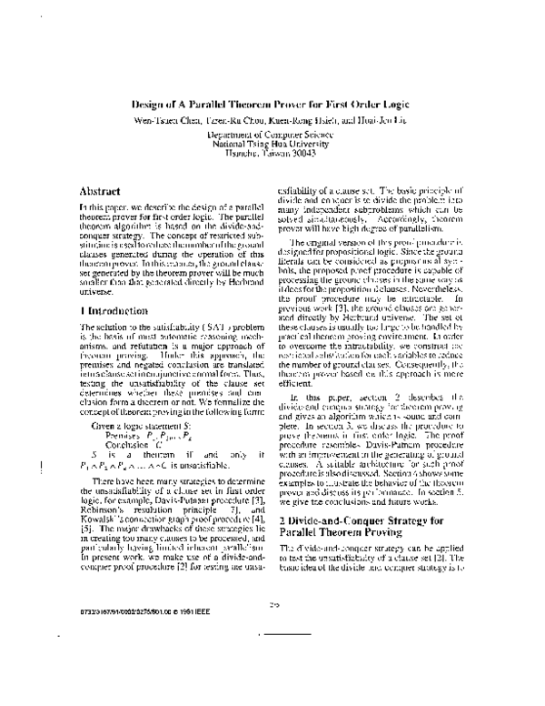 Design Of A Parallel Theorem Prover For First Order Logic