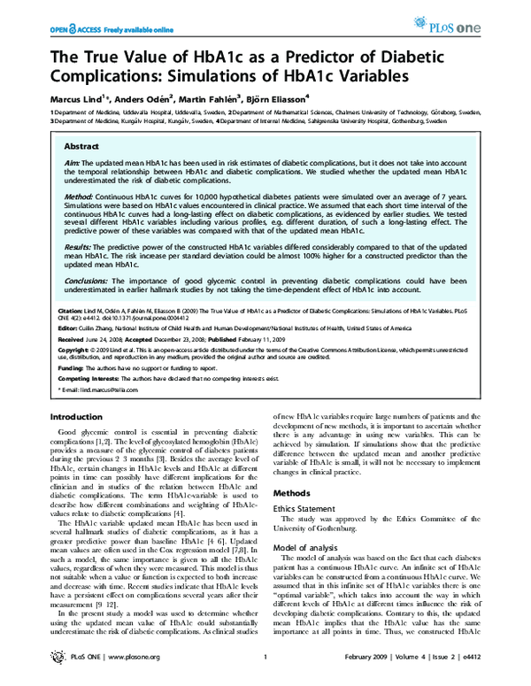 (PDF) The true value of HbA1c as a predictor of diabetic complications ...
