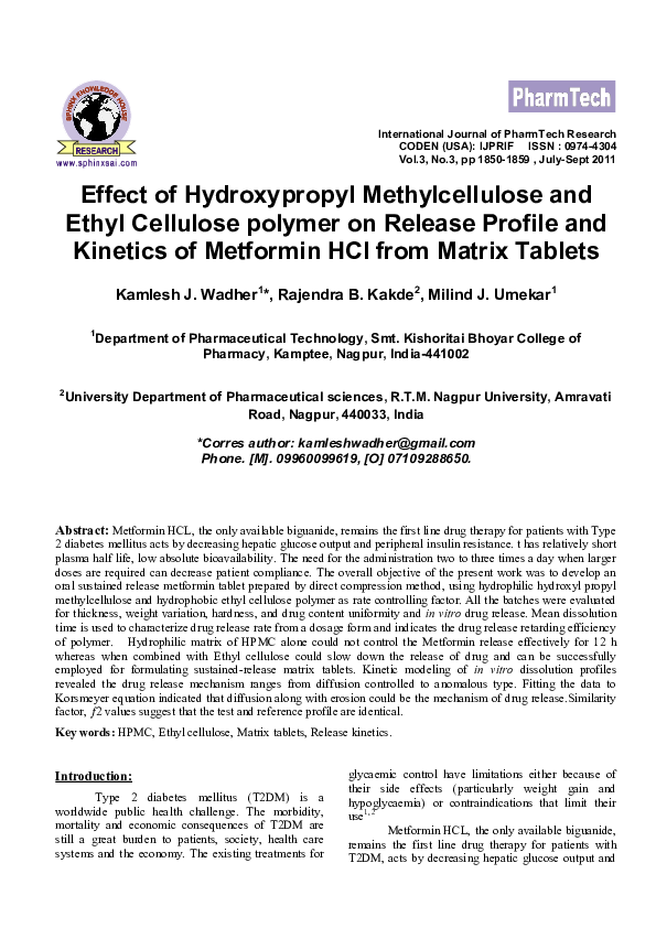 (PDF) Effect of Hydroxypropyl Methylcellulose and Ethyl Cellulose ...
