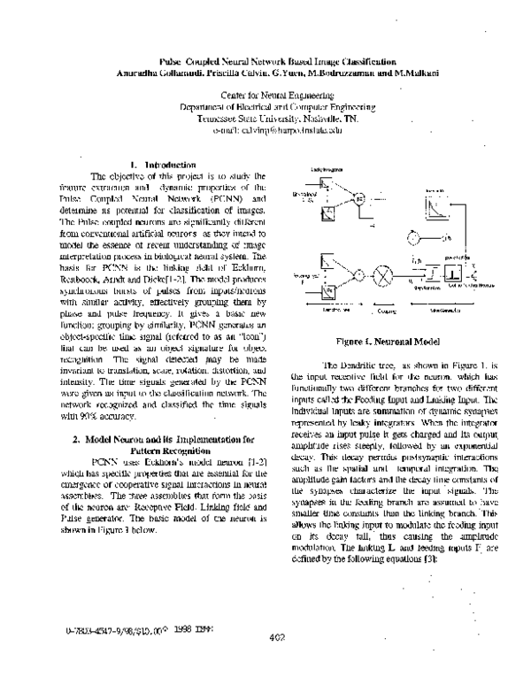 Pdf Pulse Coupled Neural Network Based Image Classification M Bodruzzaman