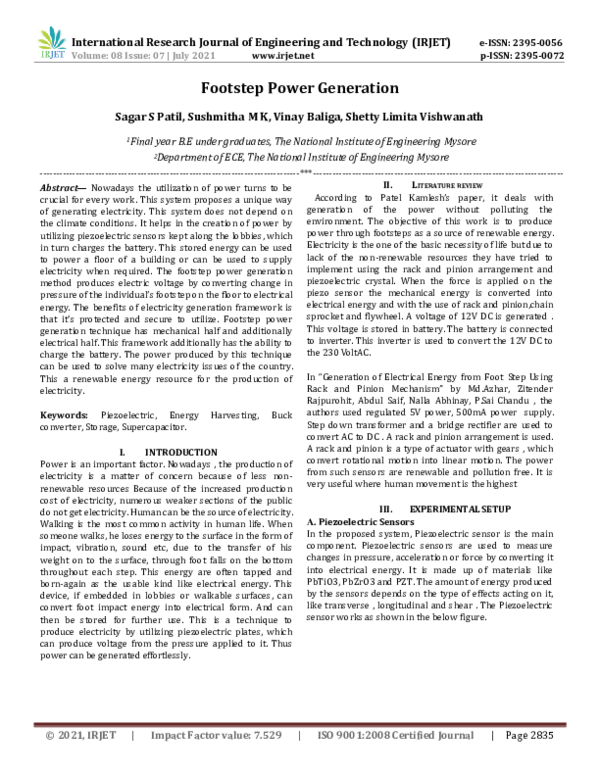 (PDF) IRJET- Footstep Power Generation