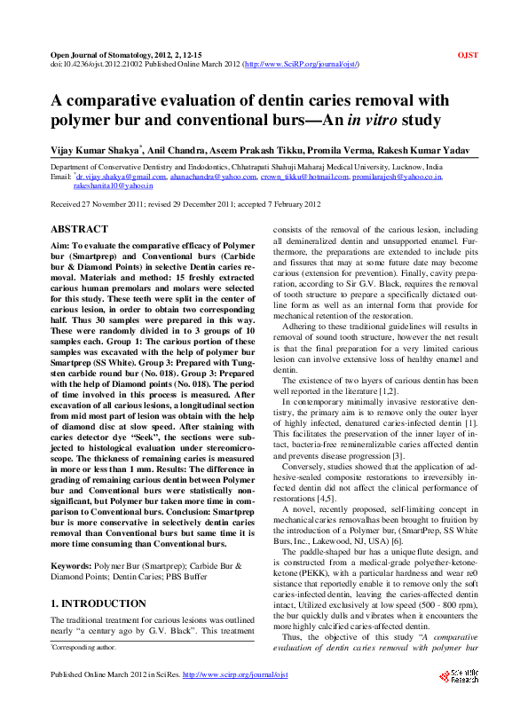 (PDF) A comparative evaluation of dentine caries removal with polymer ...