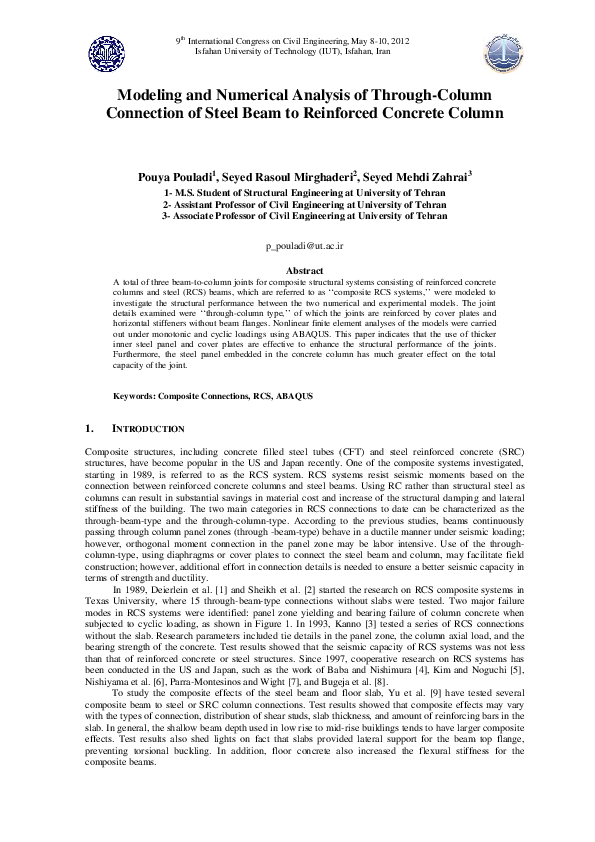 (PDF) Modeling and Numerical Analysis of Through-Column Connection of ...