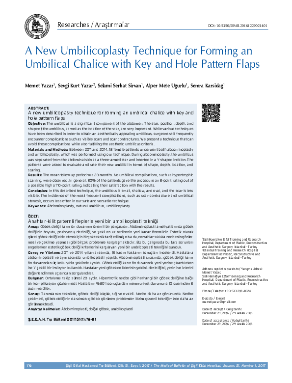 (PDF) A New Umbilicoplasty Technique for Forming an Umbilical Chalice ...