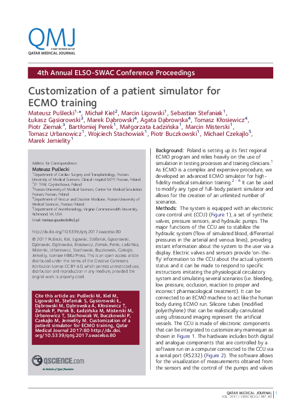 (PDF) Customization of a patient simulator for ECMO training