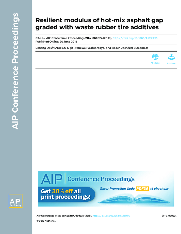 (PDF) Resilient modulus of hot-mix asphalt gap graded with waste rubber ...