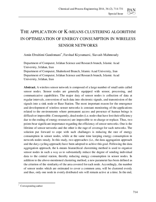 Pdf The Application Of K Means Clustering Algorithm In Optimization Of Energy Consumption In