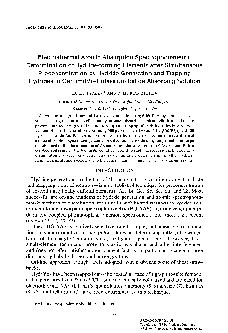 (PDF) Electrothermal atomic absorption spectrophotometric determination of hydride-forming ...