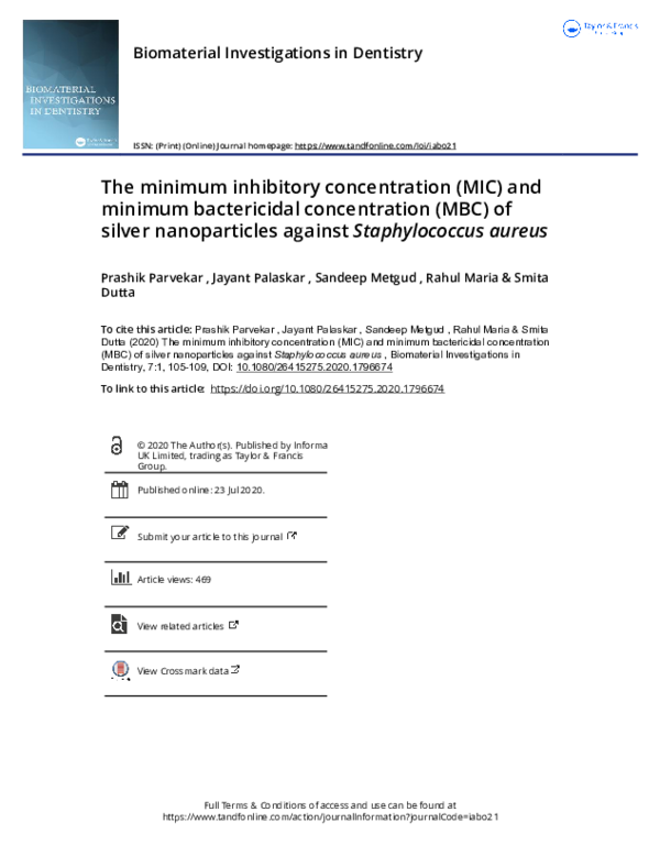 (PDF) The minimum inhibitory concentration (MIC) and minimum ...