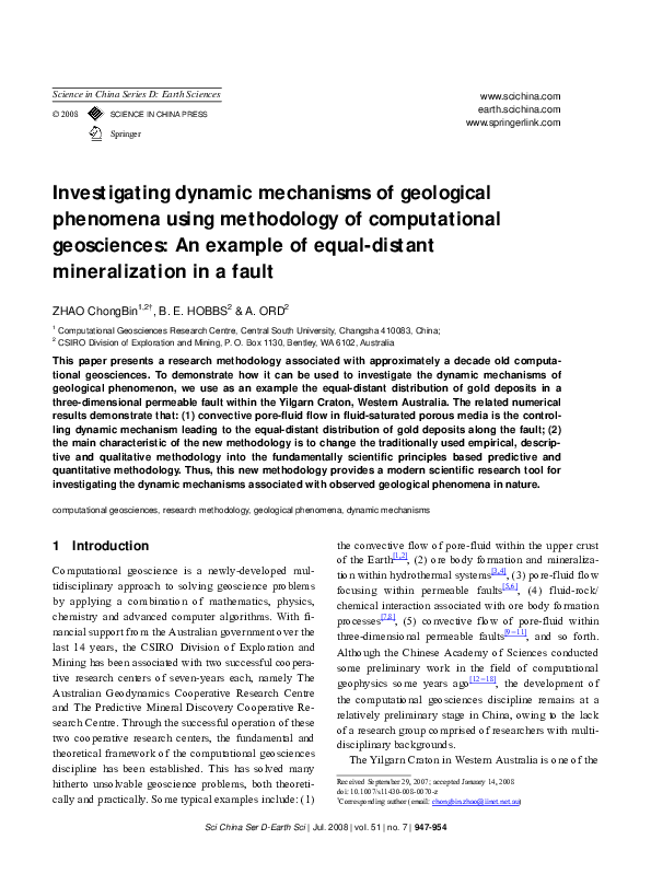 (PDF) Investigating dynamic mechanisms of geological phenomena using ...