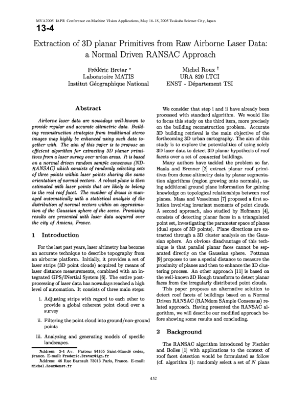 (PDF) Extraction of 3D planar Primitives from Raw Airborne Laser Data ...