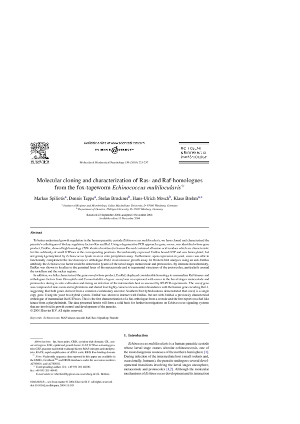Pdf Molecular Cloning And Characterization Of Ras And Raf Homologues
