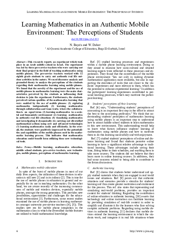 (PDF) Learning Mathematics in an Authentic Mobile Environment: the ...