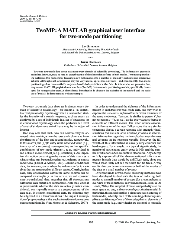 (PDF) TwoMP: A MATLAB graphical user interface for two-mode partitioning