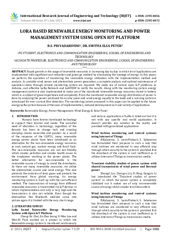 (PDF) IRJET- LORA BASED RENEWABLE ENERGY MONITORING AND POWER MANAGEMENT SYSTEM USING OPEN IOT ...