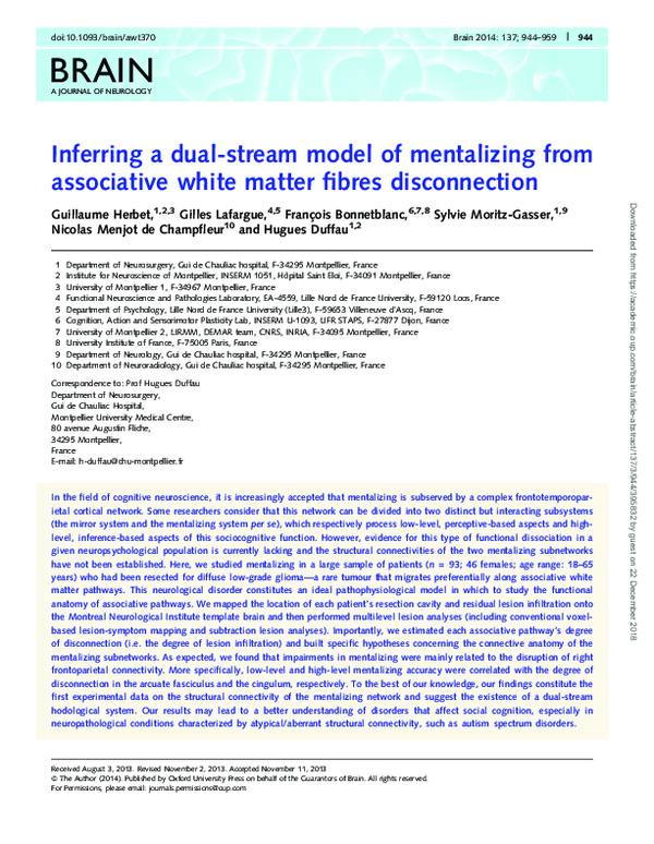 (PDF) Inferring a dual-stream model of mentalizing from associative ...