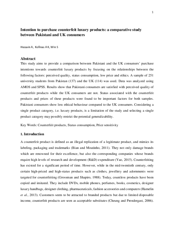 (PDF) Intention to Purchase Counterfeit Luxury Products: A Comparative ...