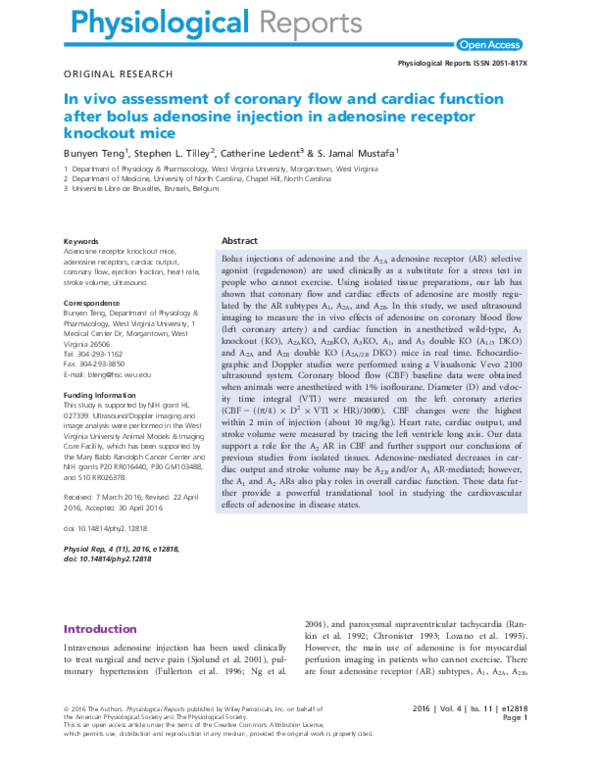 (PDF) In vivo assessment of coronary flow and cardiac function after ...