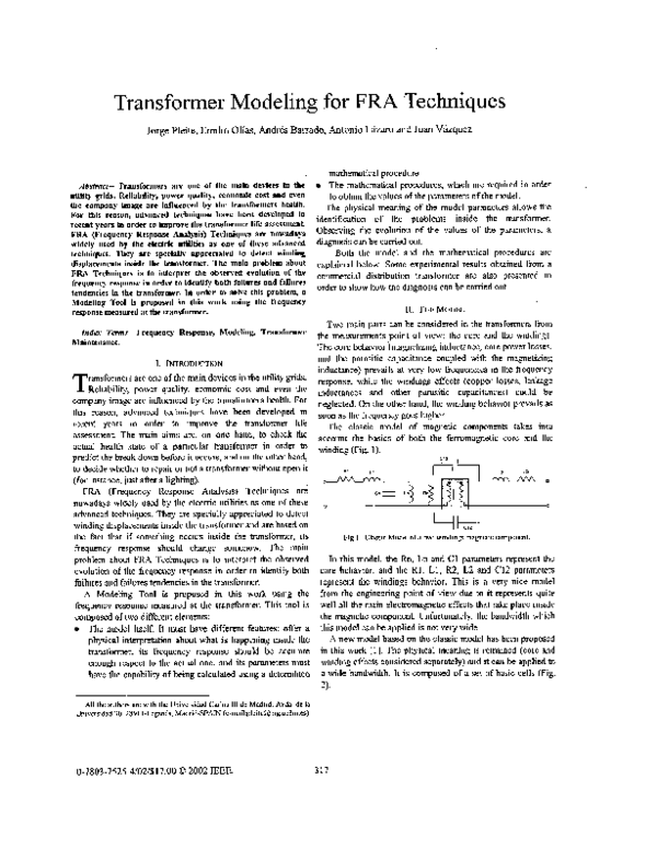 (PDF) Transformer modeling for FRA techniques