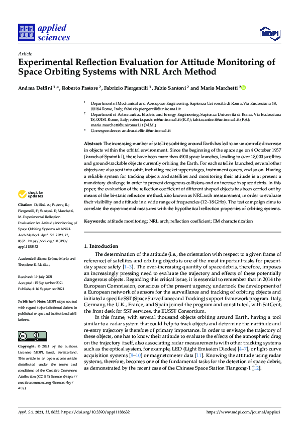(PDF) Experimental Reflection Evaluation for Attitude Monitoring of ...