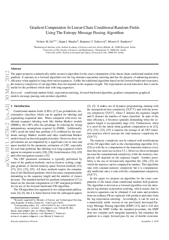 (PDF) Gradient computation in linear-chain conditional random fields ...