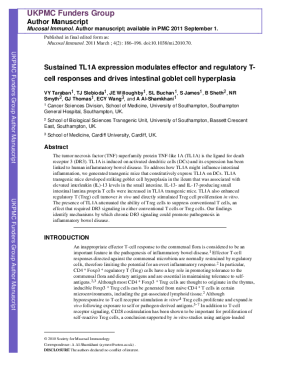(PDF) The TNF-family cytokine TL1A drives IL-13-dependent small ...