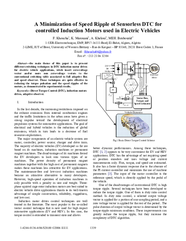Pdf A Minimization Of Speed Ripple Of Sensorless Dtc For Controlled