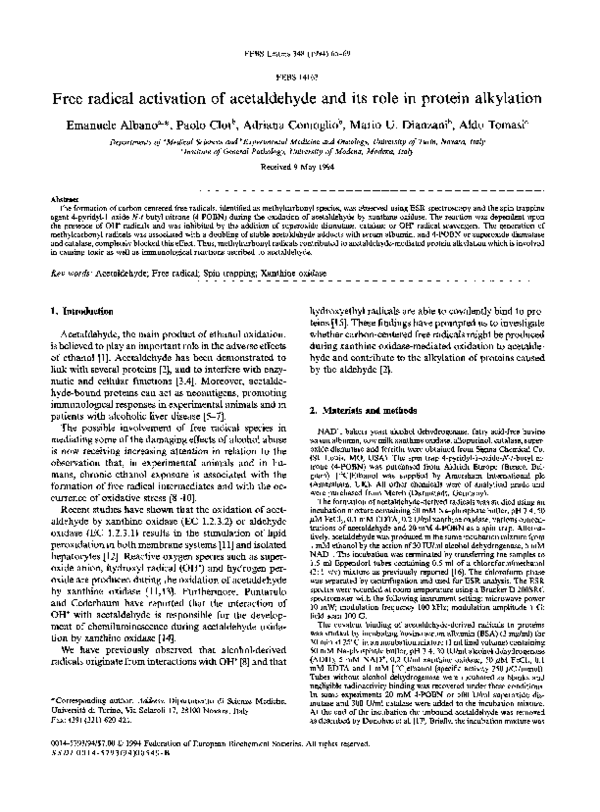 (PDF) Free radical activation of acetaldehyde and its role in protein ...
