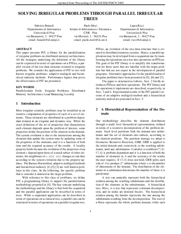 (PDF) Solving irregular problems through parallel irregular trees.”
