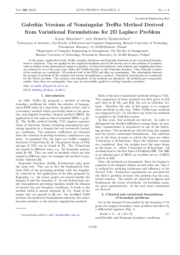 (PDF) Galerkin Versions of Nonsingular Trefftz Method Derived from ...