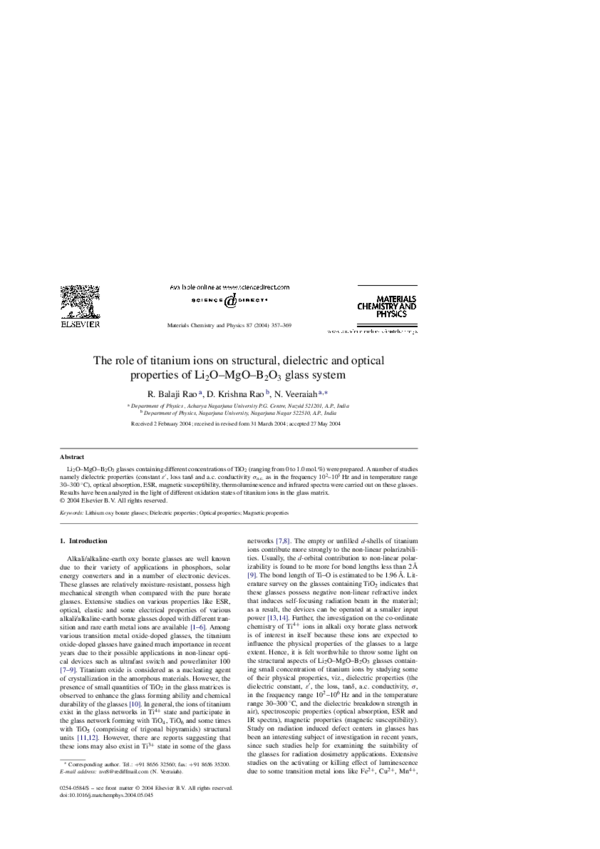 (PDF) The role of titanium ions on structural, dielectric and optical ...