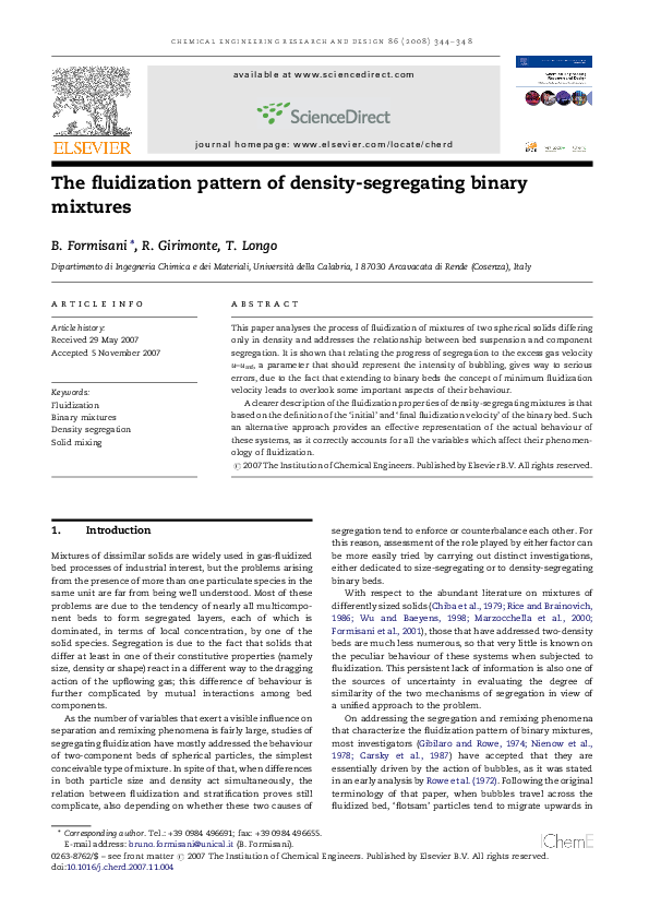 (PDF) The fluidization pattern of density-segregating binary mixtures ...