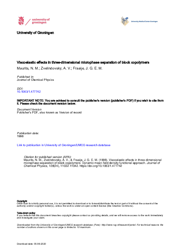 (PDF) Viscoelastic effects in three-dimensional microphase separation ...