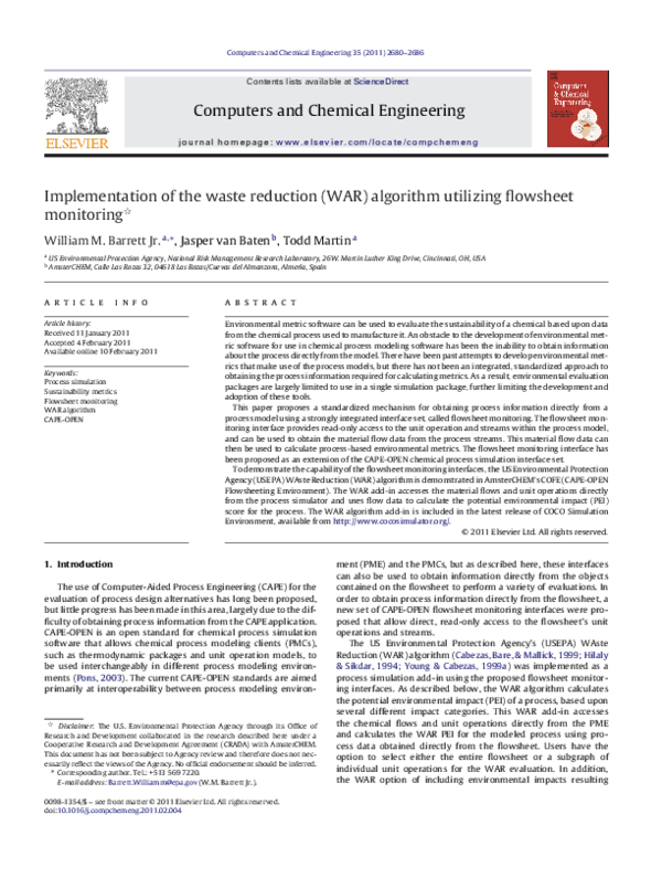(PDF) Implementation of the waste reduction (WAR) algorithm utilizing ...