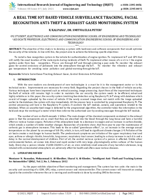 (PDF) IRJET- A REAL TIME IOT BASED VEHICLE SURVEILLANCE TRACKING ...