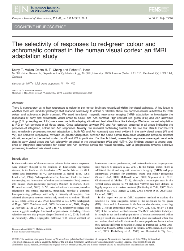 (PDF) fMRI Study on Color and Contrast Adaptation