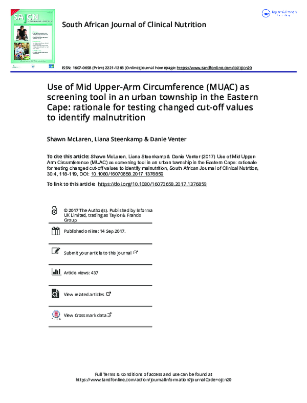 (PDF) Use of Mid Upper-Arm Circumference (MUAC) as screening tool in an ...