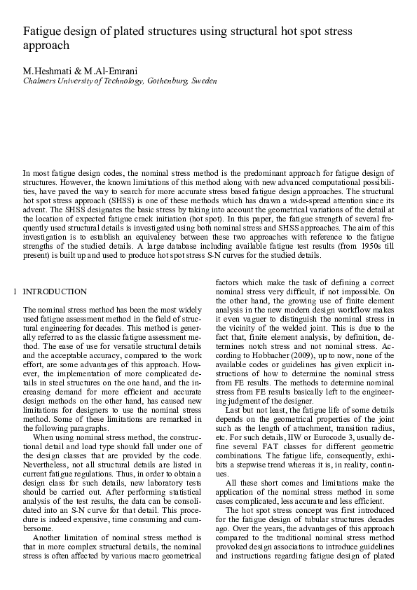 (PDF) Fatigue design of plated structures using structural hot spot ...