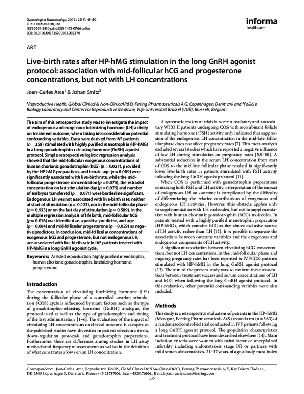 (PDF) Live-birth rates after HP-hMG stimulation in the long GnRH ...