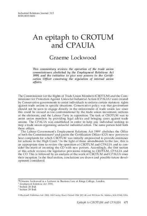 (PDF) An epitaph to CROTUM and CPAUIA