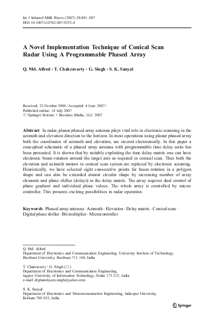 (PDF) A Novel Implementation Technique of Conical Scan Radar Using A ...