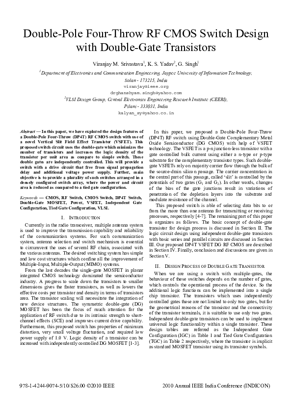 (PDF) Double-Pole Four-Throw RF CMOS switch design with double-gate ...
