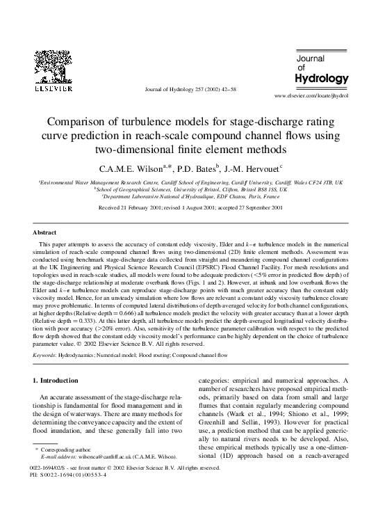 (PDF) Comparison of turbulence models for stage-discharge rating curve ...