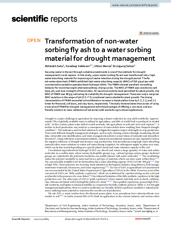 (PDF) Transformation of non-water sorbing fly ash to a water sorbing ...