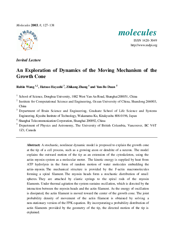 (PDF) An Exploration of Dynamics of the Moving Mechanism of the Growth Cone