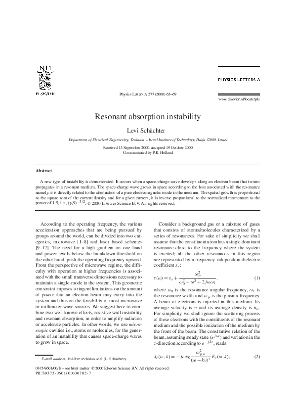 (PDF) Resonant absorption instability